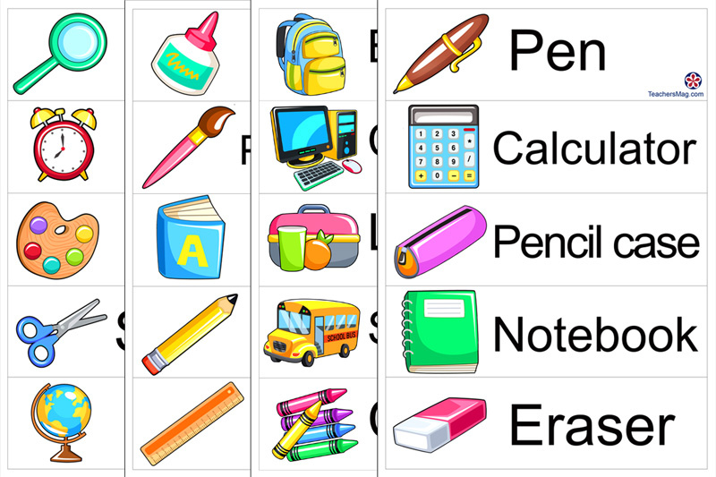 School-Themed Image Flashcards. TeachersMag.com