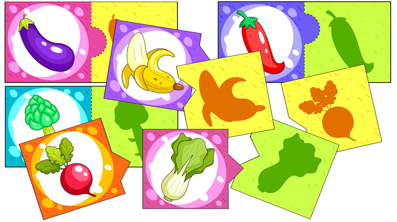 Fruit and Vegetable Shadow Matching Puzzle & Clip Card Pack ...