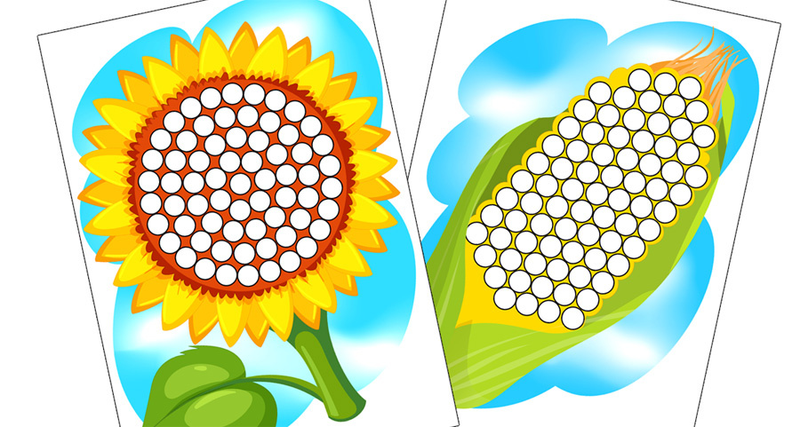 Sunflower and Corn Play Dough Mats. TeachersMag.com