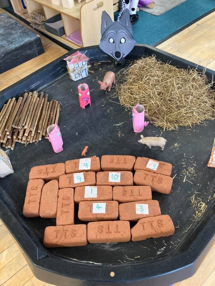 Three Little Pigs Tuff Tray/Sensory Experience. TeachersMag.com