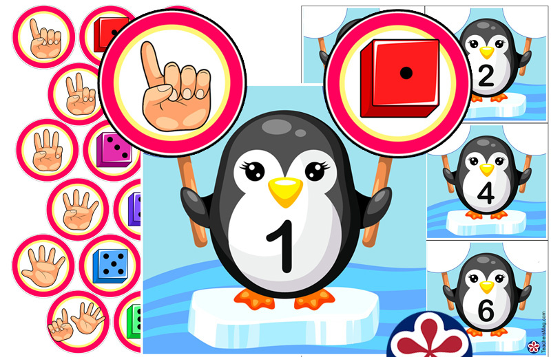Penguin Number Matching Printable. TeachersMag.com