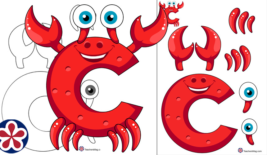 C is for Crab Template. TeachersMag.com