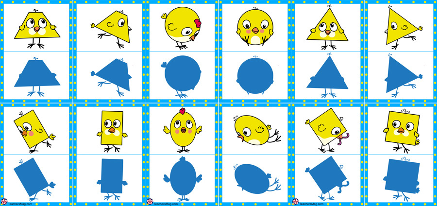 Chick Shapes Sorting Activity. TeachersMag.com