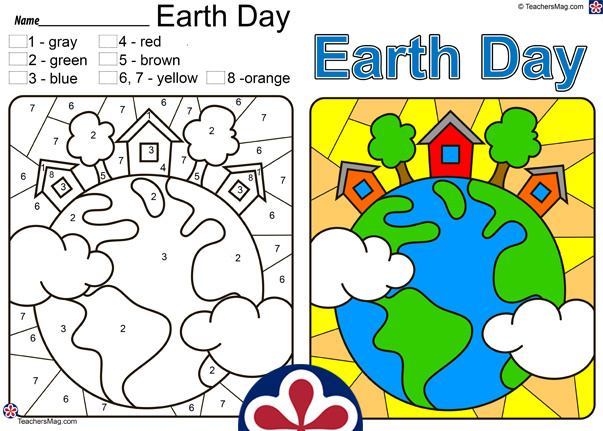 Earth Day Color by Number. TeachersMag.com