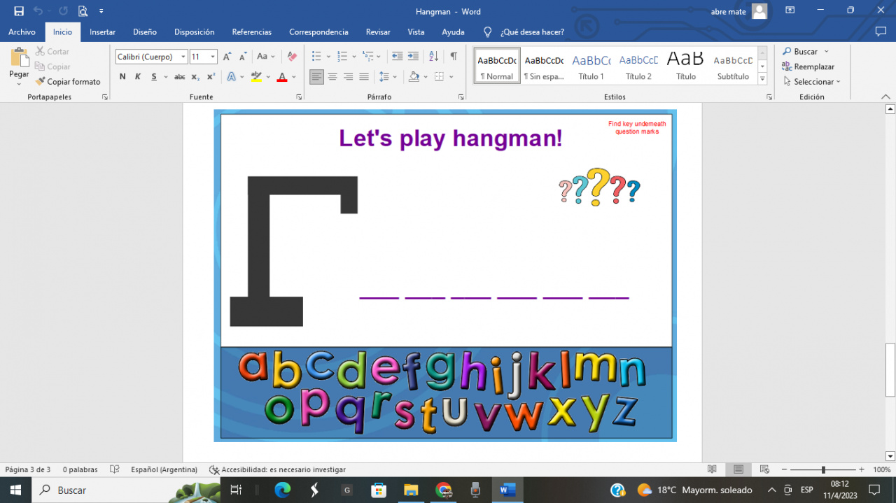 School Objects Hangman (Printed Version). TeachersMag.com