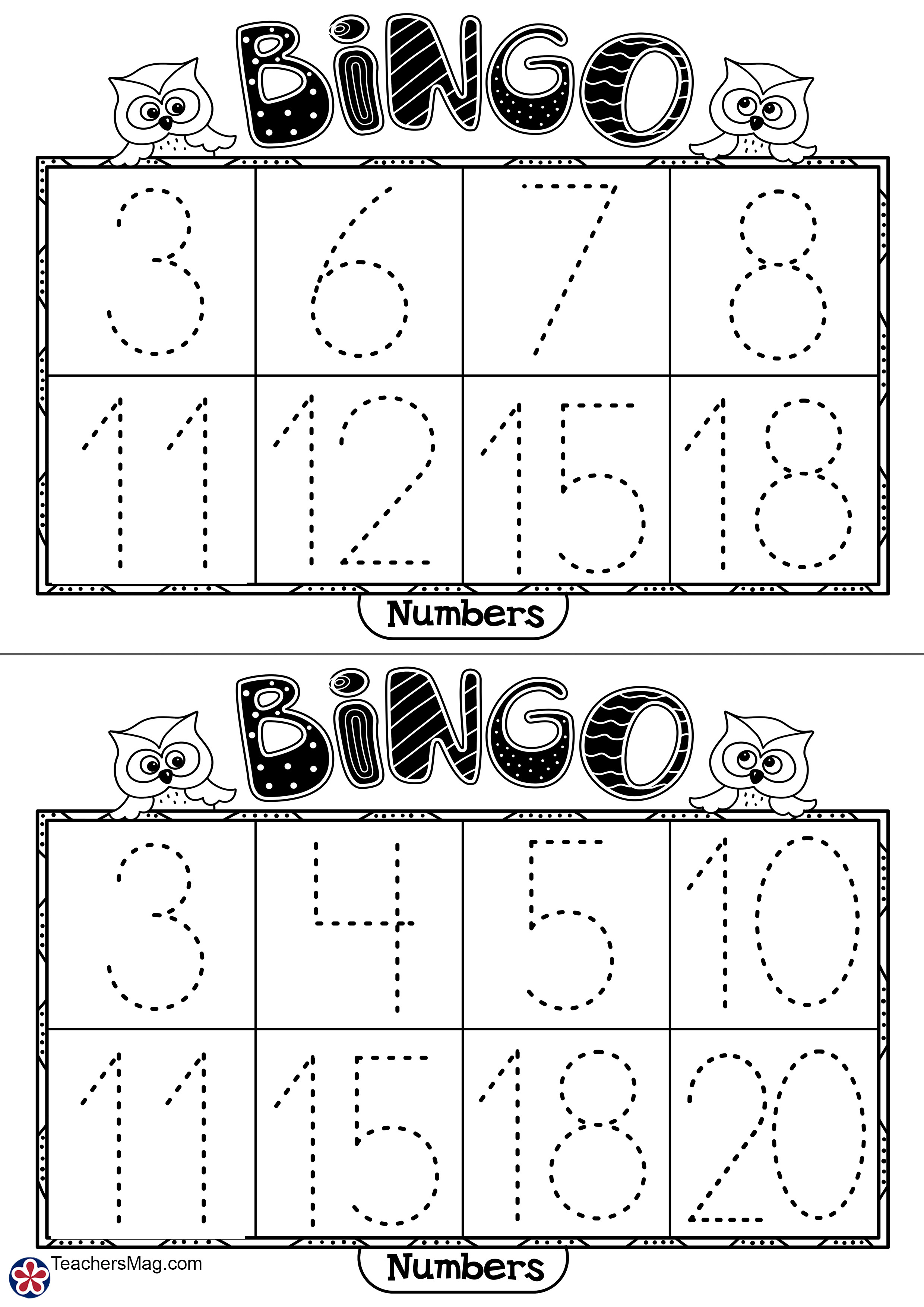 Bingo with a Twist - Number Tracing Worksheets. TeachersMag.com