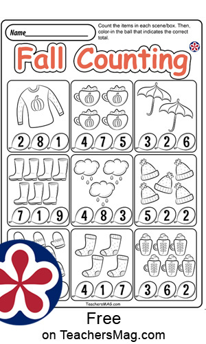 Preschool Fall-Themed Math Worksheets. TeachersMag.com