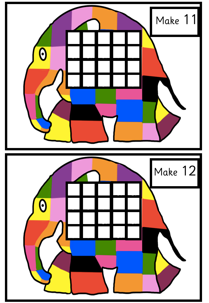 Elmer 20 Frame Teach kids numbers to 20 in a fun way. TeachersMag.com