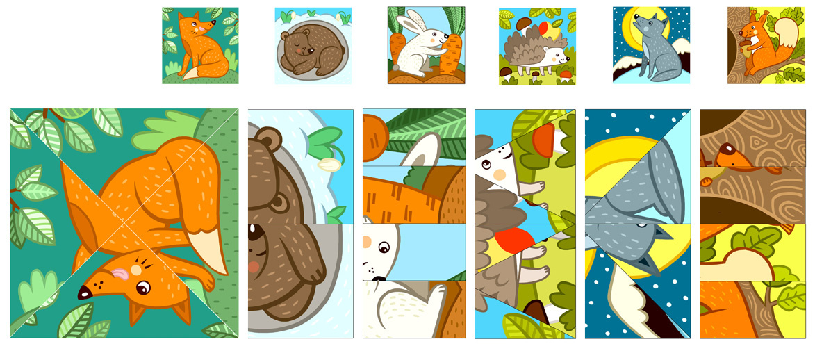 Wild Animals Cut and Paste Puzzles for Preschoolers. TeachersMag.com