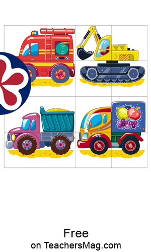 Transportation Puzzle Cards for Preschoolers. TeachersMag.com