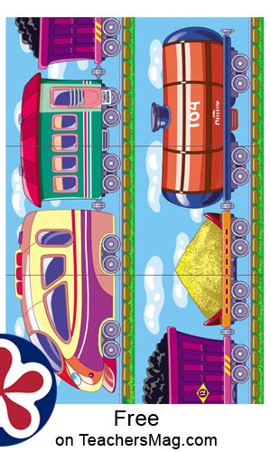 Transportation Puzzle Cards for Preschoolers. TeachersMag.com