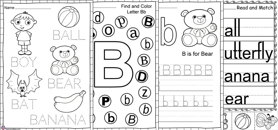 Free Printable Letter B Worksheets For Kindergarten Letter B Preschool