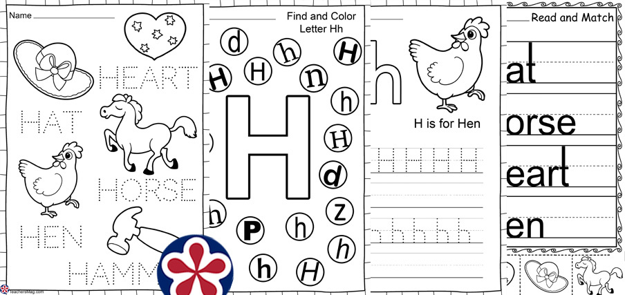 Letter H Worksheets. TeachersMag.com