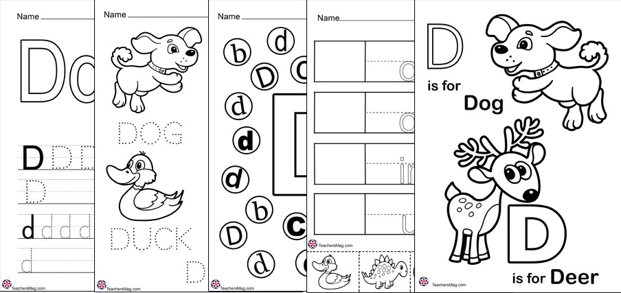 Letter D Worksheets. TeachersMag.com