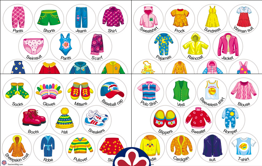 Clothes Picture Cards with Names: Engaging Preschool Activities ...