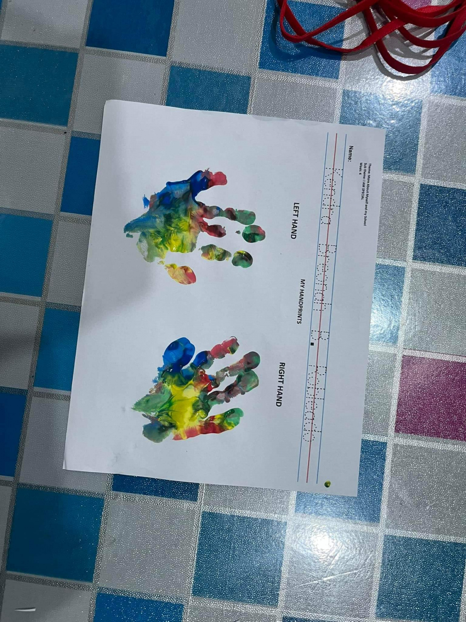 My handprints using differents paint colors. TeachersMag.com