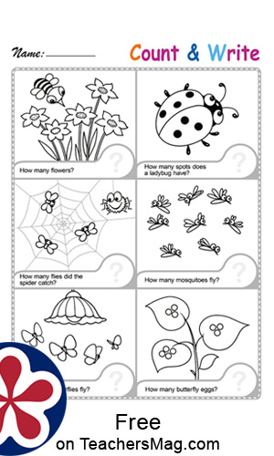 Spring-Themed Worksheets With Insects!. TeachersMag.com